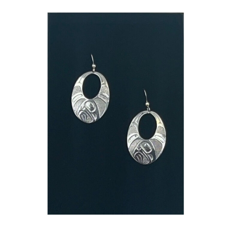 カナダ インディアン ジュエリー ピアス シルバーピューター アクセサリー オーバル Bill Helin Raven Wings レイブン ...
